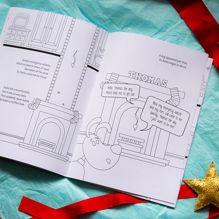 santa going down the chimney coloring pages